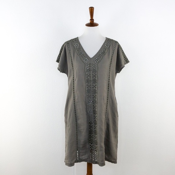 Wrap | Dresses | Wrap London Grey Linen Eyelet Tunic Style Dress | Poshmark